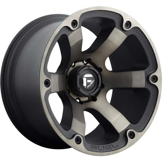 FUEL D564 BEAST 18x9 6/139.7 MATTE BLACK DOUBLE DARK TINT Set of Alloy ...